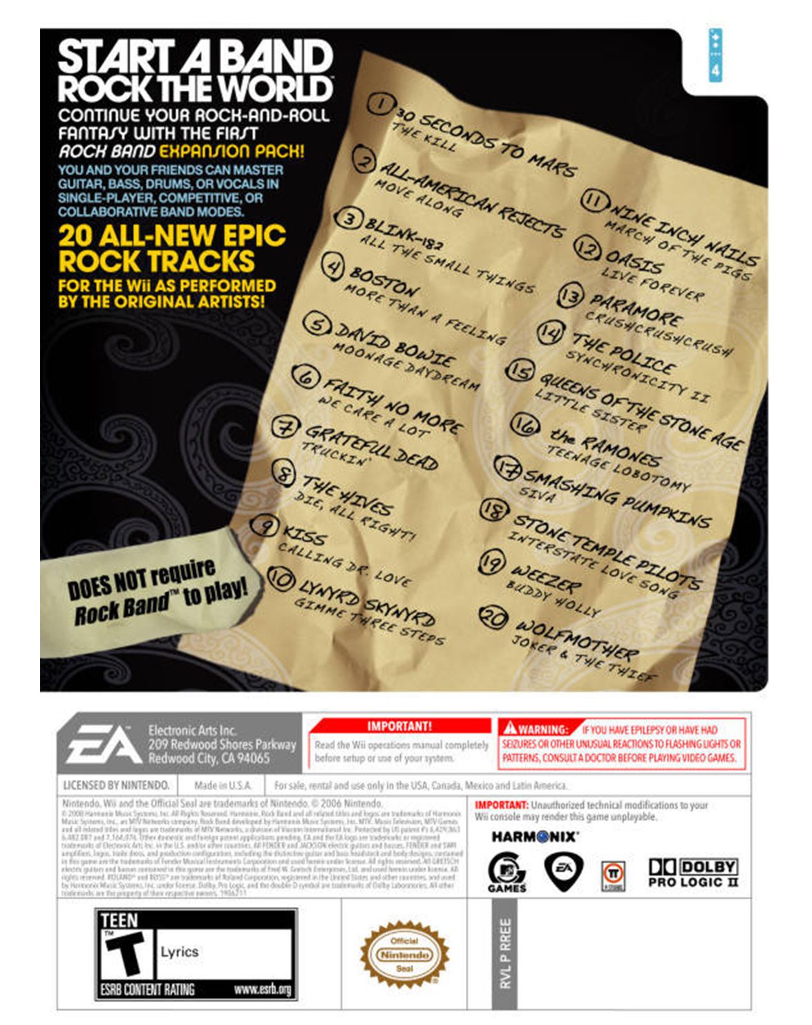 Rock Band Track Pack Vol1 Gameplanet
