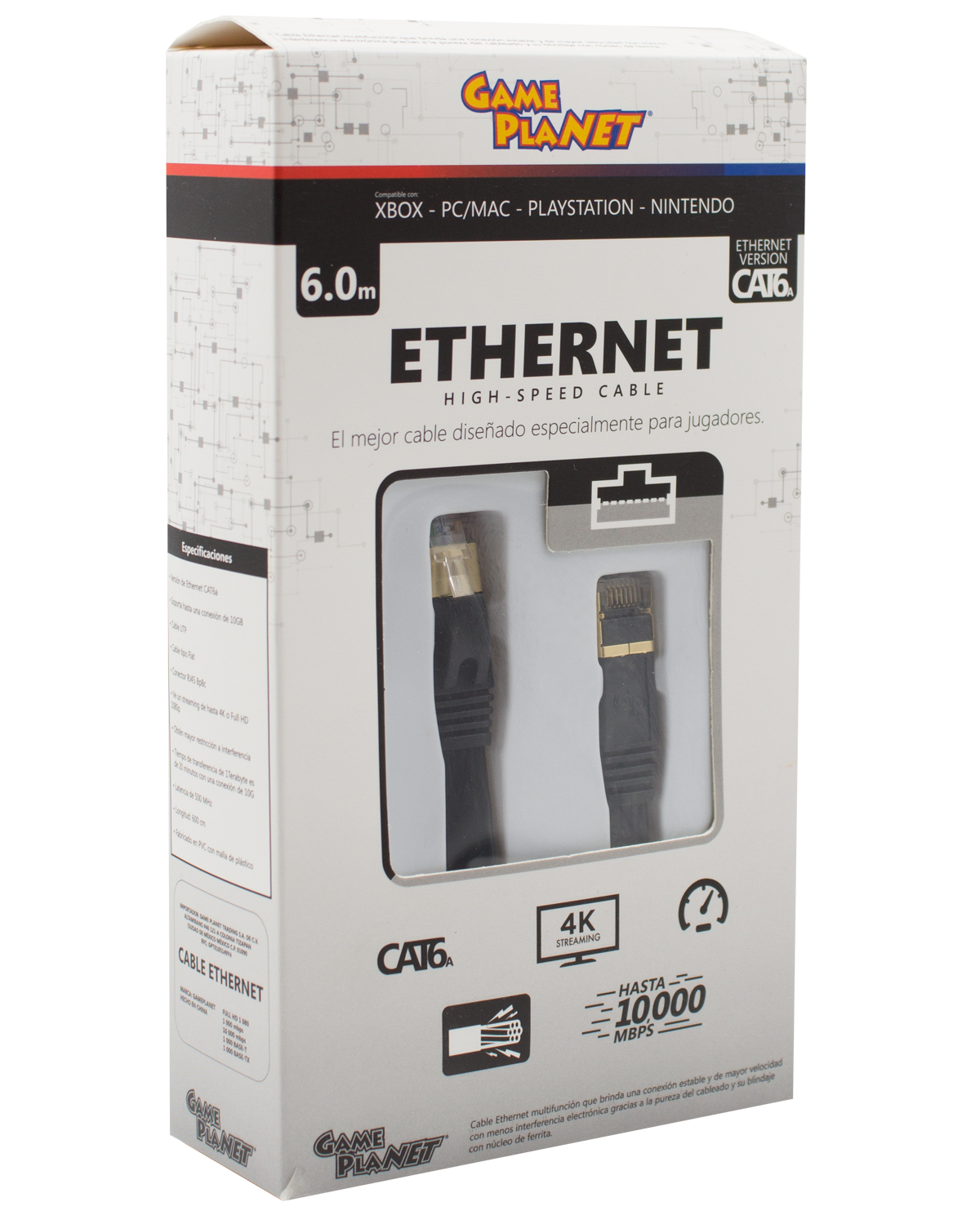 CABLE ETHERNET CAT6A GP NEGRO 6 METROS – Gameplanet