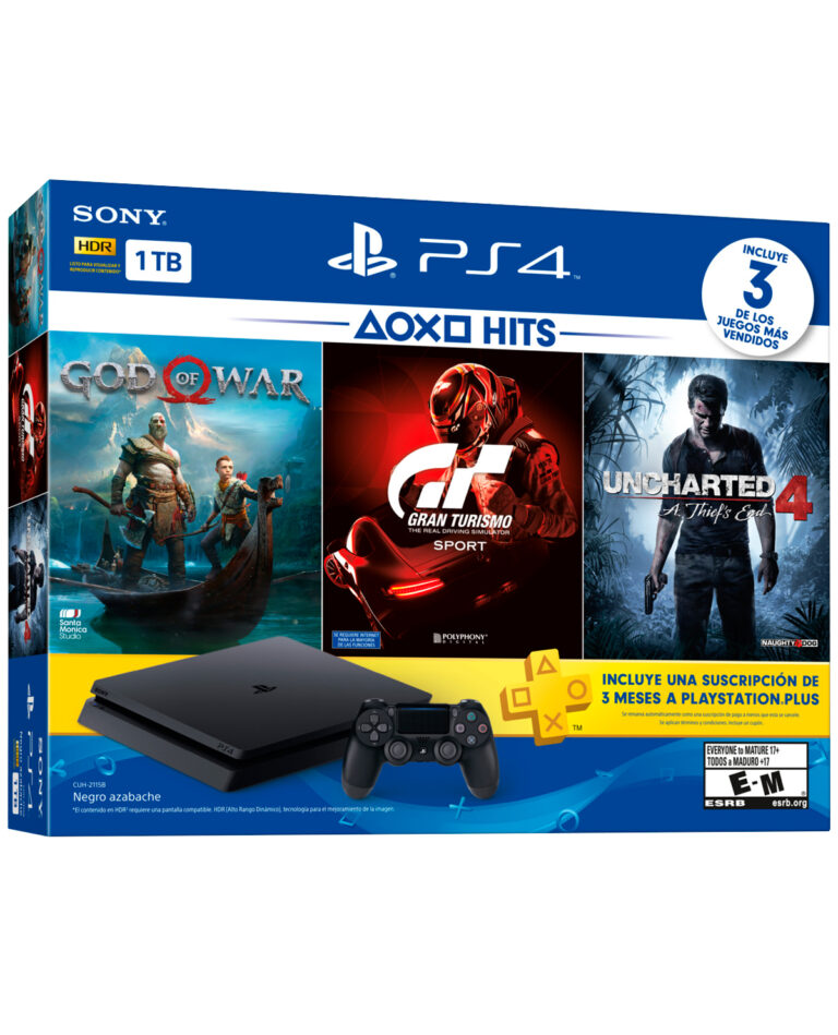CONSOLA PLAYSTATION 4 SLIM NEGRO 1TB HITS BUNDLE 3 – Gameplanet