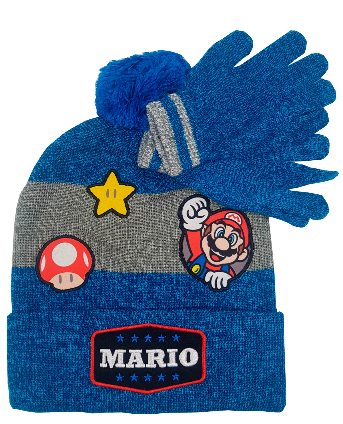 GORRO BEANIE CON GUANTES SUPER MARIO PARCHES – Gameplanet