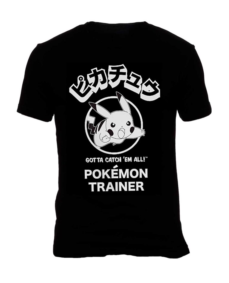 PLAYERA POKEMON PIKACHU POKEMON TRAINER NEGRA MEDIANA – Gameplanet