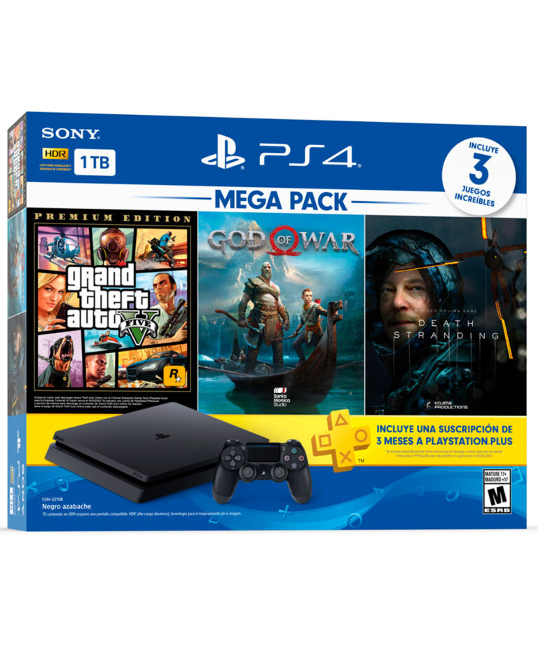 CONSOLA PLAYSTATION 4 SLIM NEGRO 1TB MEGAPACK 13 – Gameplanet