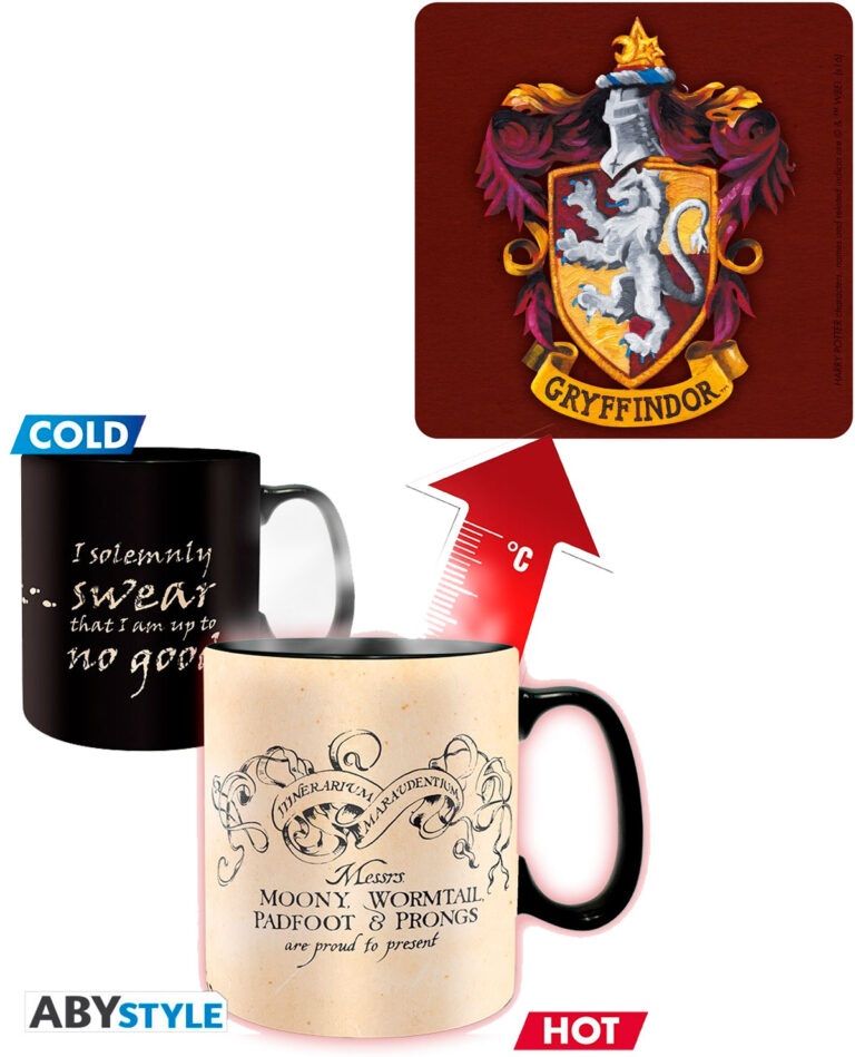 SET HARRY POTTER TAZA MAGICA MAPA EL MERODEADOR Y PORTAVASOS GRYFFINDOR ...