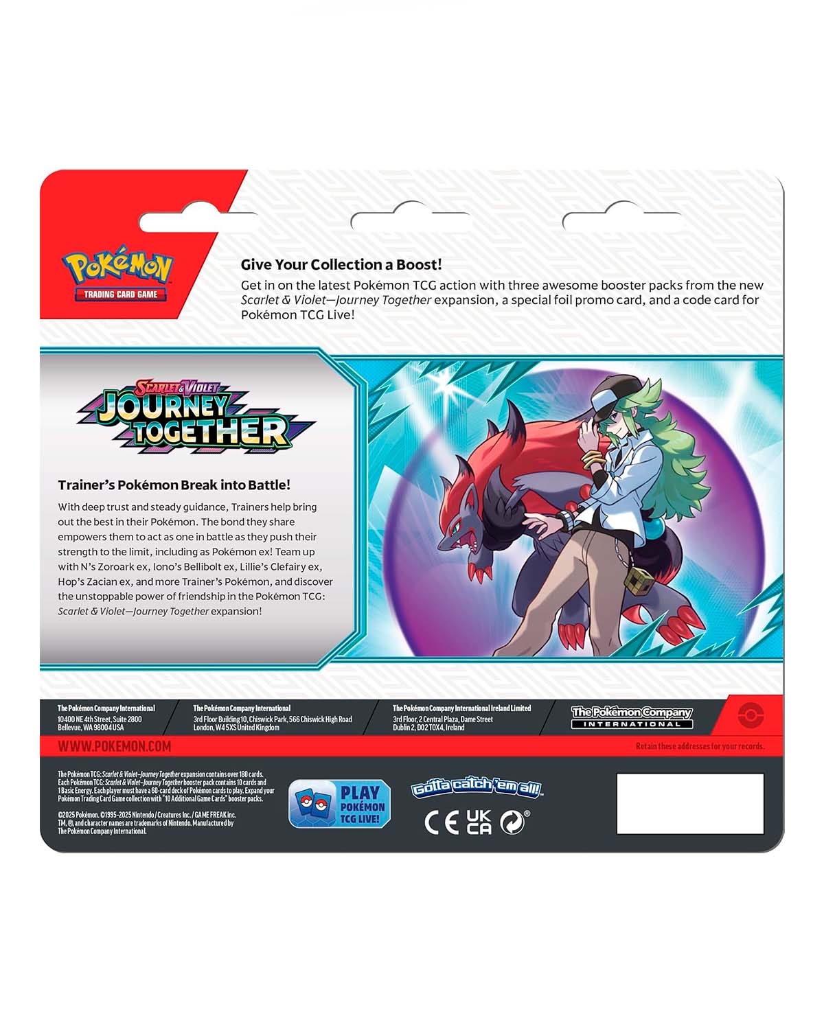 POKEMON TCG SCARLET AND VIOLET 09 JOURNEY TOGETHER THREE BOOSTER ...